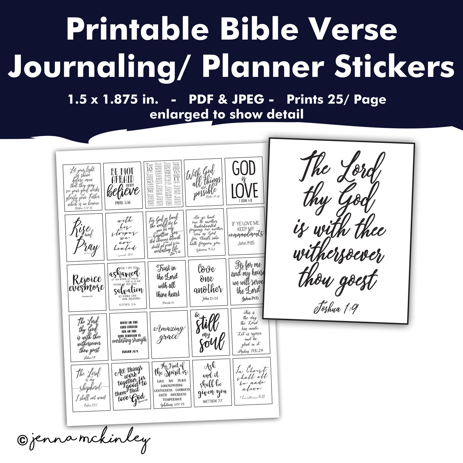 PRINTABLE Planner Stickers Bible Verse Black and White Inspirational ...