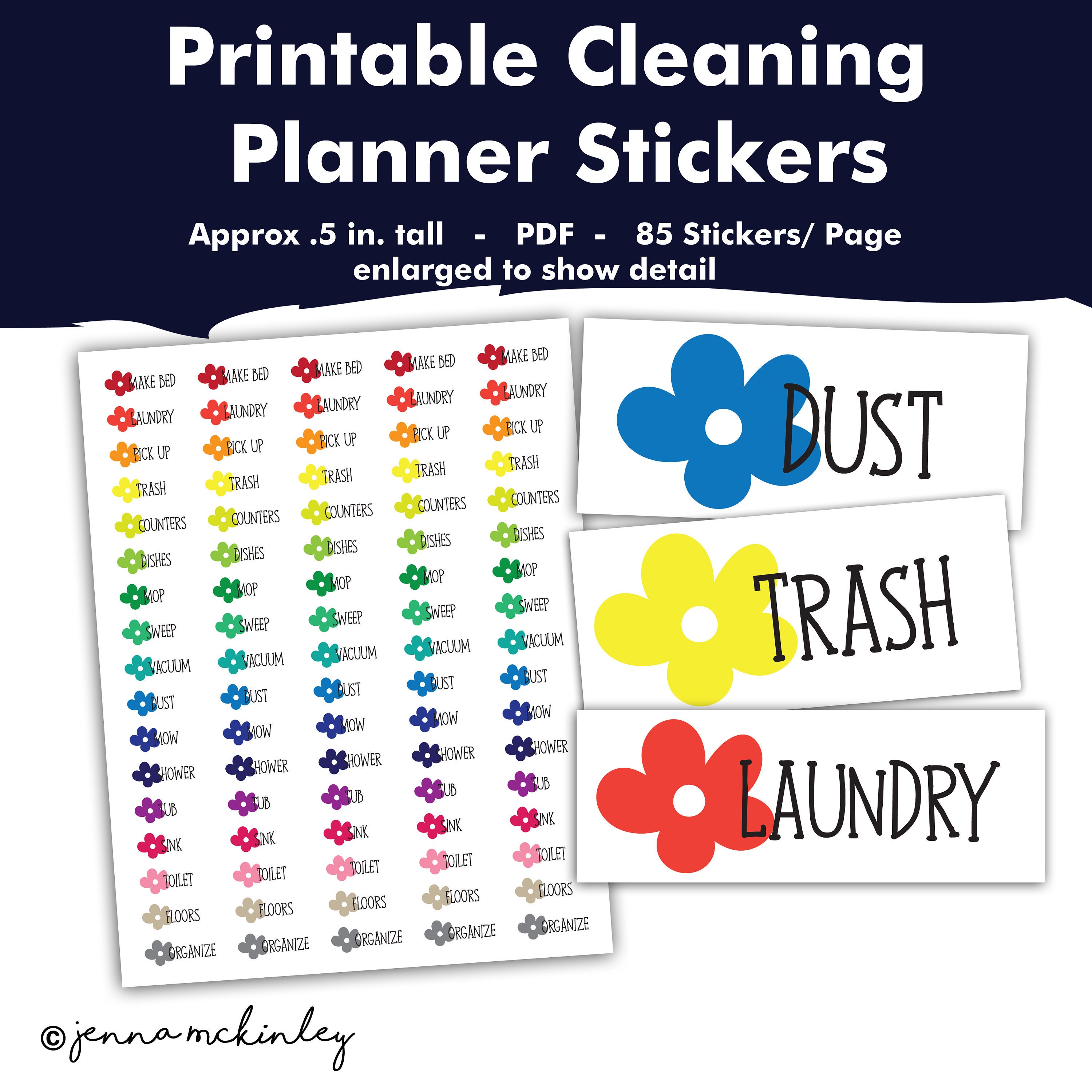 PRINTABLE Cleaning Job Schedule Planner Stickers Daily Weekly - Etsy