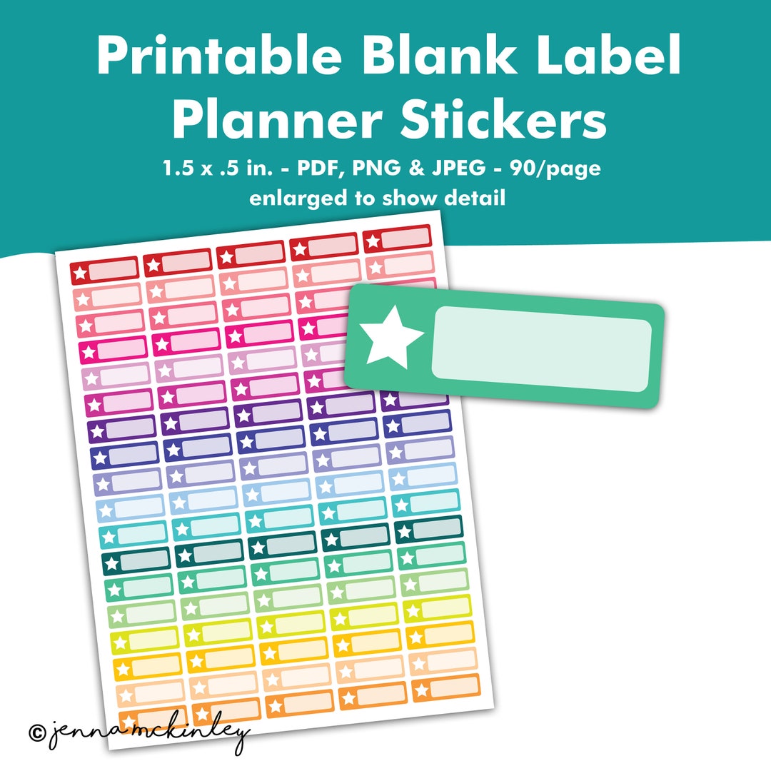 PRINTABLE Star Labels Life Planner Stickers Blank Calendar Schedule ...