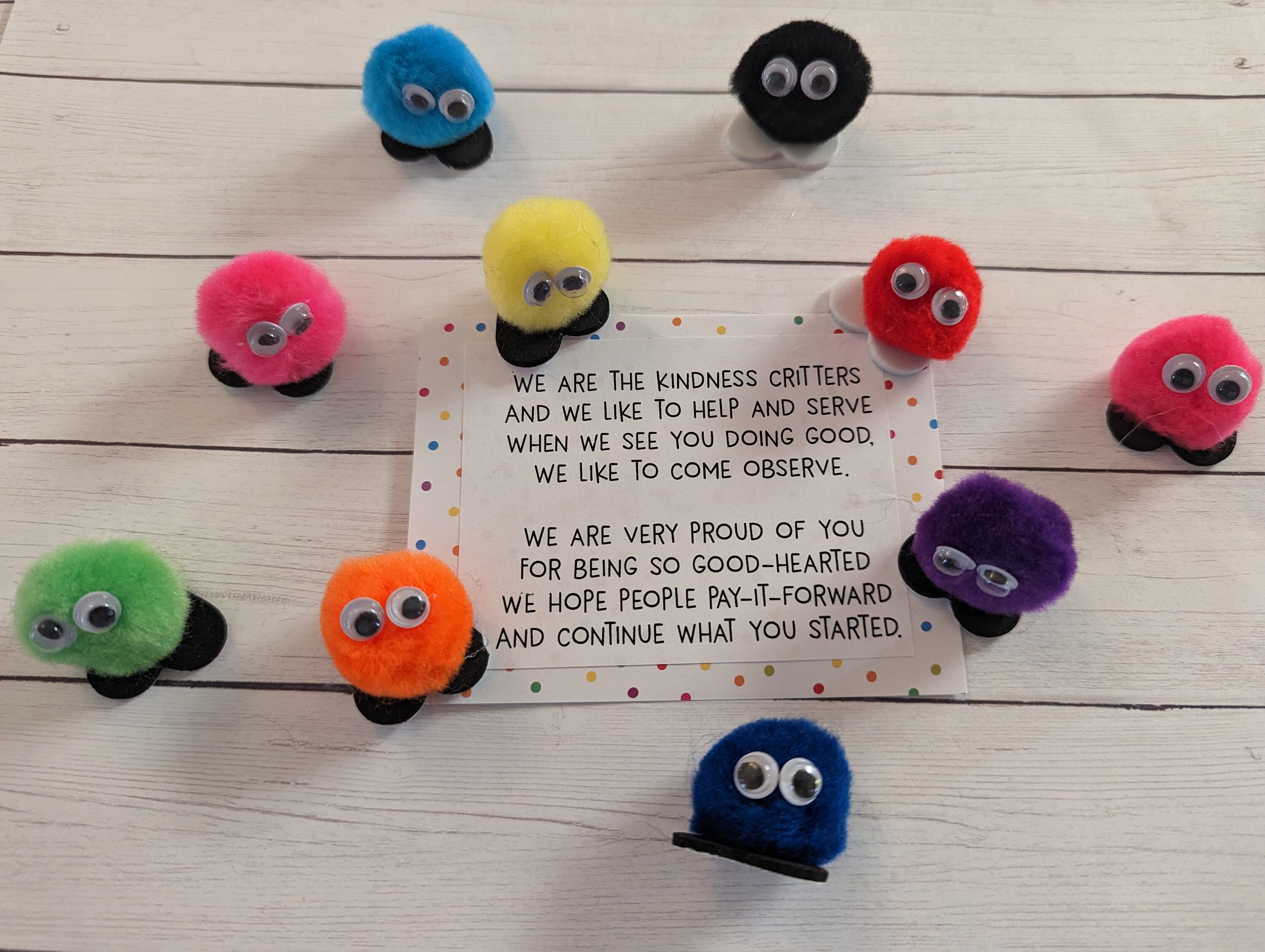 Set of 10 Kindness Critters With Poem, Warm Fuzzies, Random Assorted ...