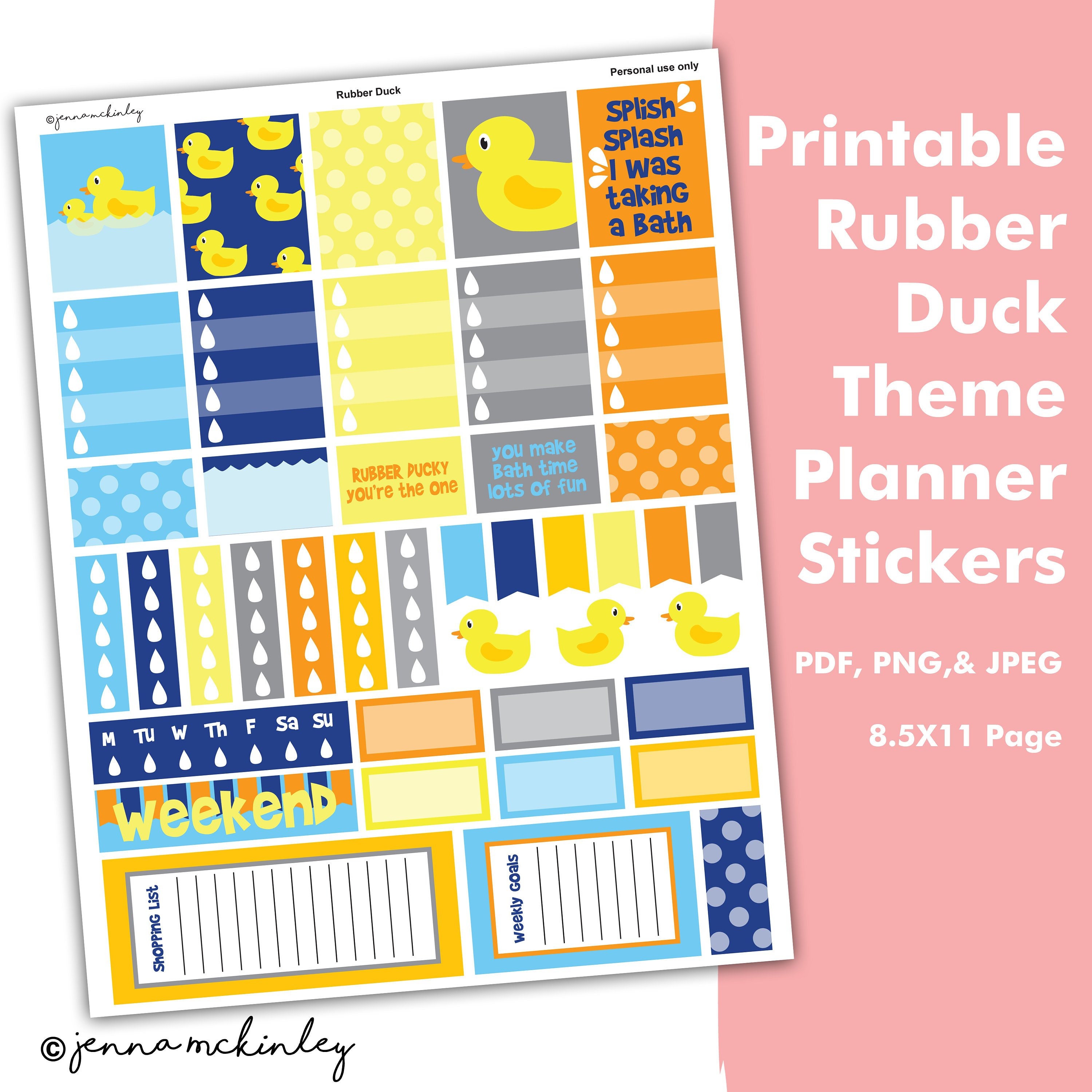 Printable Planner Stickers Rubber Duck Theme Instant Download Bujo ...