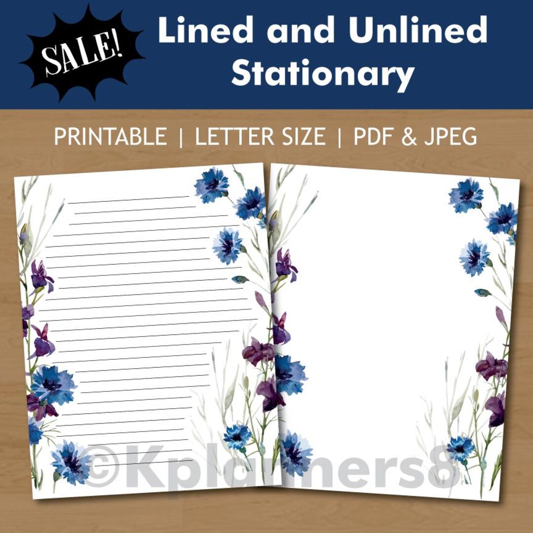 Printable Lined & Unlined Floral Stationary Paper | Letter Writing Pen ...