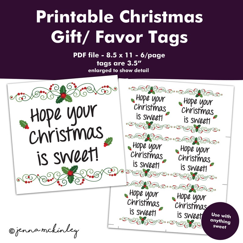 Printable "hope Your Christmas is Sweet" Gift Tag Holiday Neighborhood ...