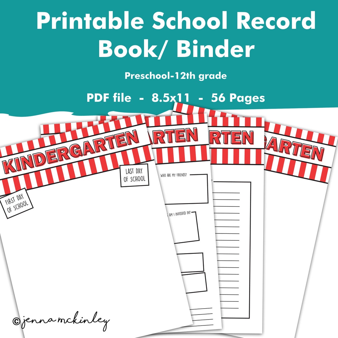 PRINTABLE Fun Annual School Year Binder Templates Scrapbook Idea ...