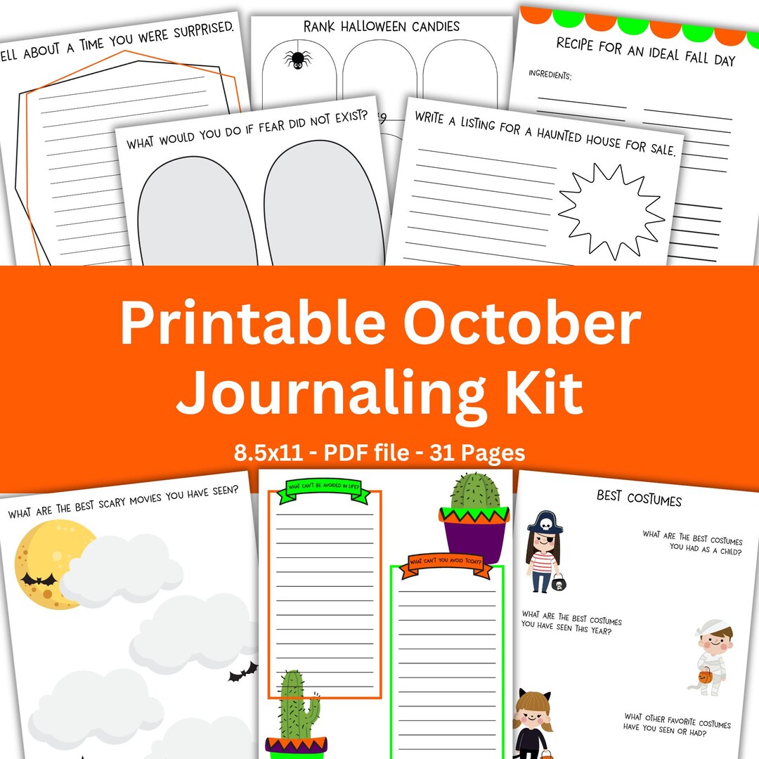 Printable October Journaling Kit, Notebooks for Women, Journal Template ...