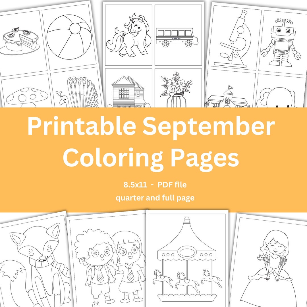 PRINTABLE September Coloring Page Kit 32 Pages Coloring Book for Kids ...