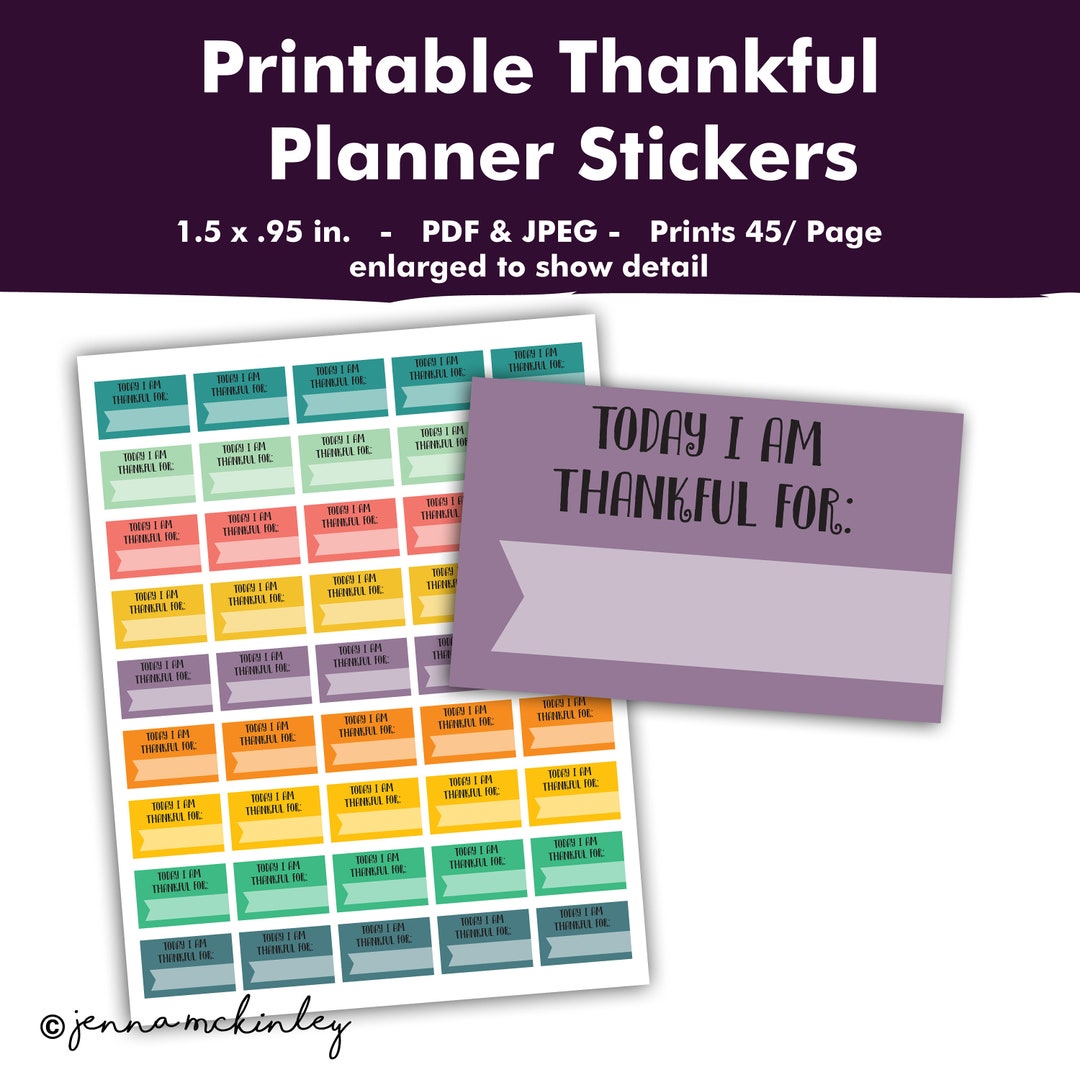 PRINTABLE PDF and JPEG Today I Am Thankful for Daily Planner Calendar ...