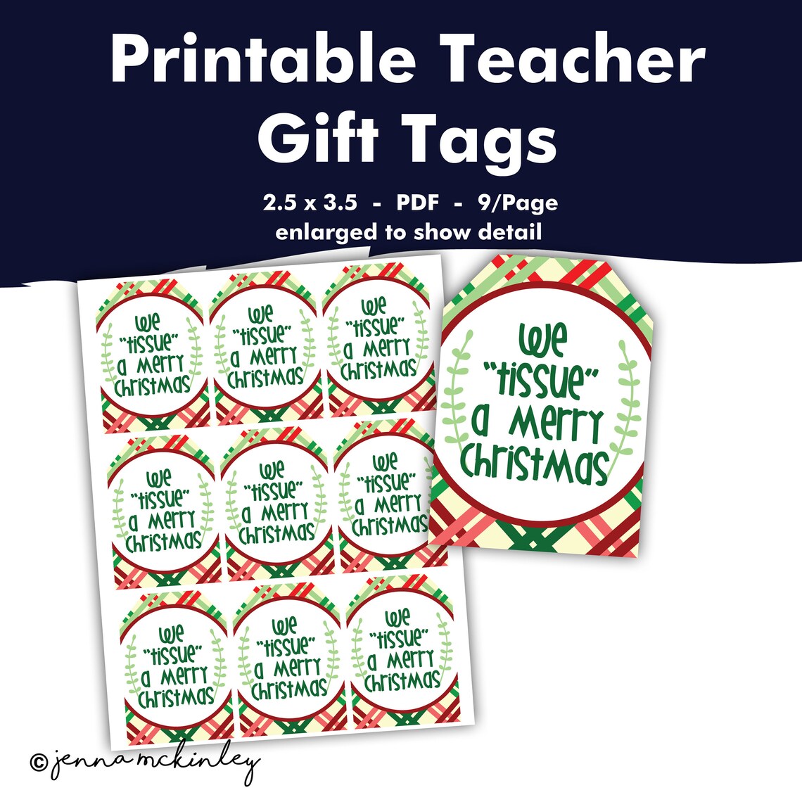 Printable We Tissue a Merry Christmas Plaid Classroom Teacher Class ...