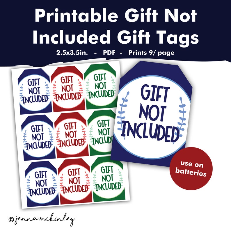 Printable Gift Not Included Funny Gag Gift for Batteries Stocking ...