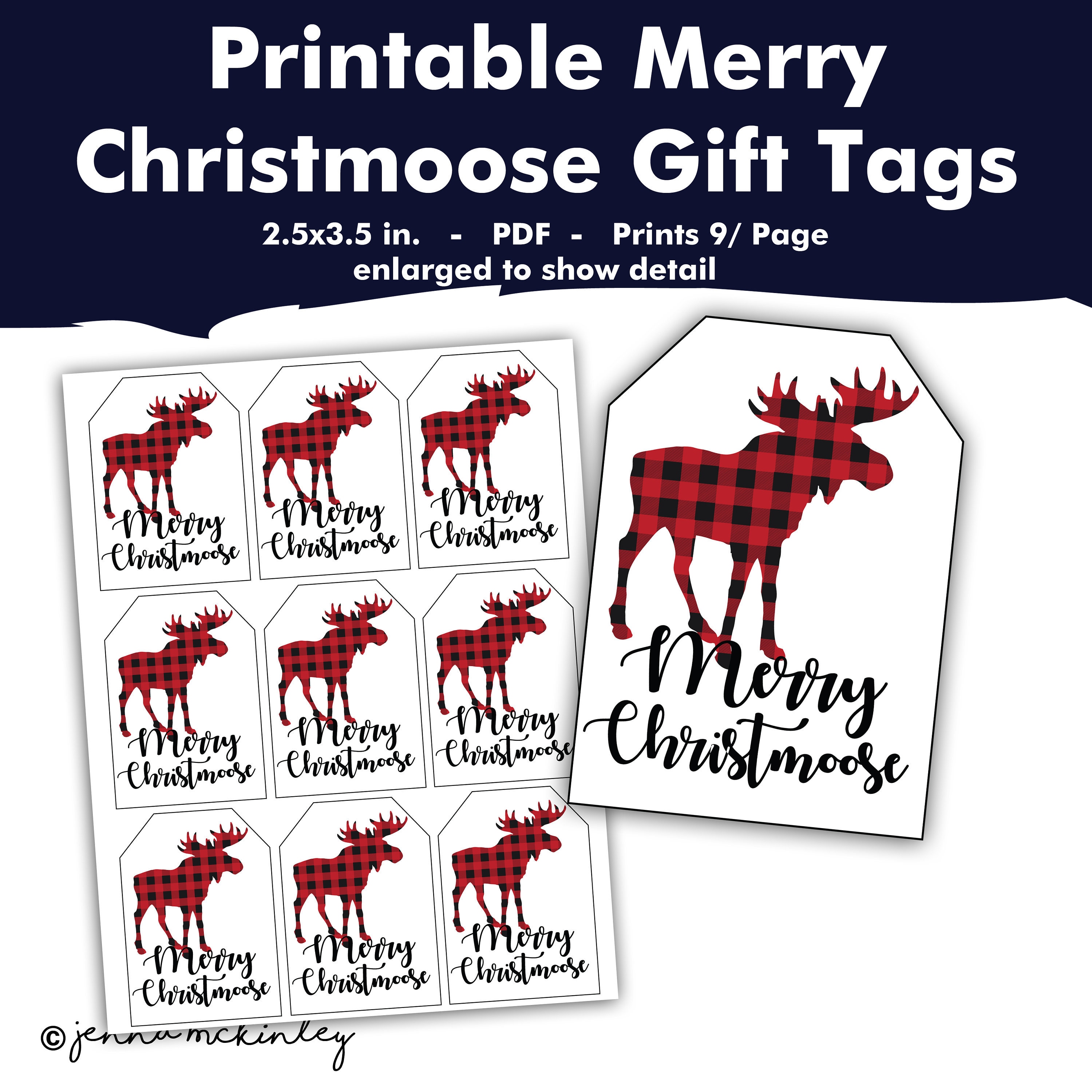 Printable Merry Christmoose Christmas Holiday Gift Present Giving Tags ...
