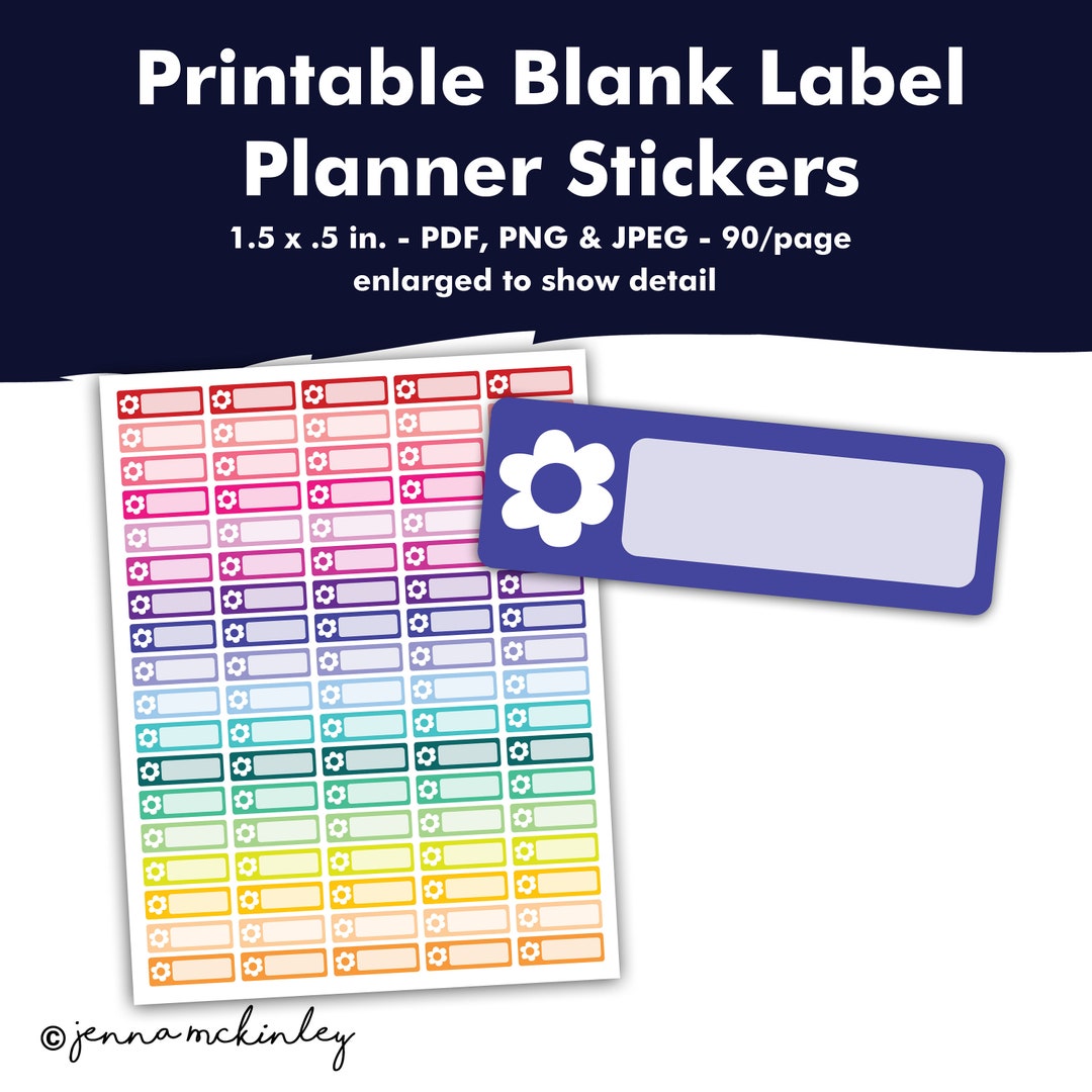 PRINTABLE Cute Flower Label Life Planner Stickers Blank Calendar ...