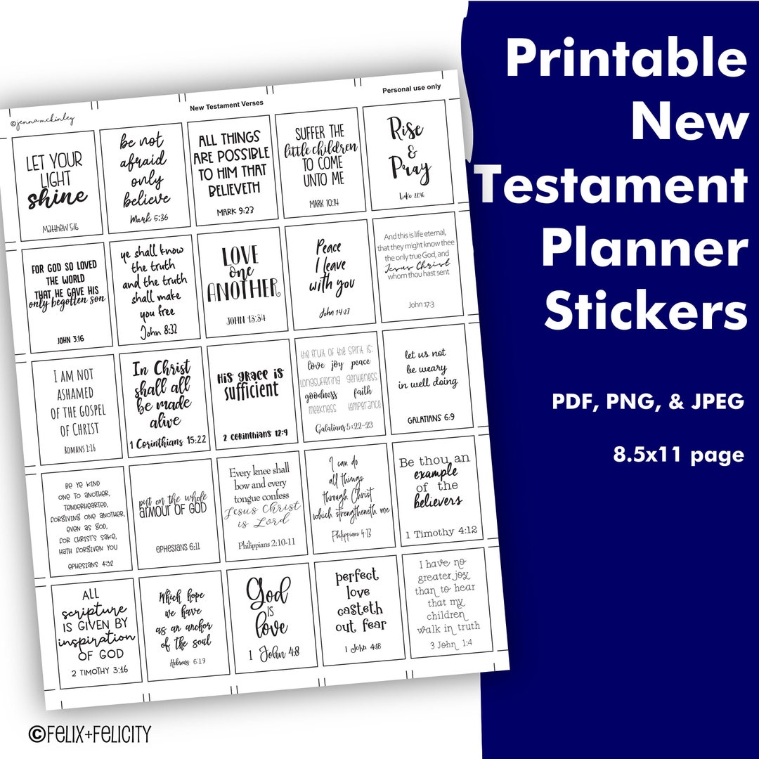 Printable New Testament Bible Verses Planner Stickers, KJV Come Follow ...