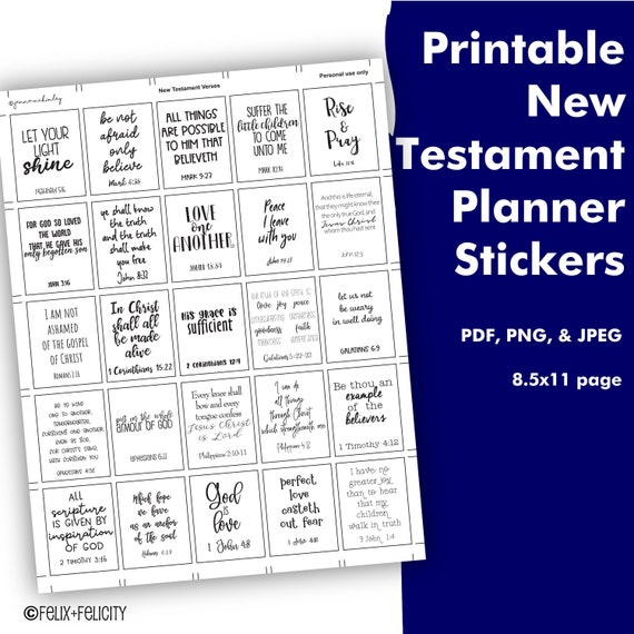 Printable New Testament Bible Verses Planner Stickers, KJV Come Follow ...