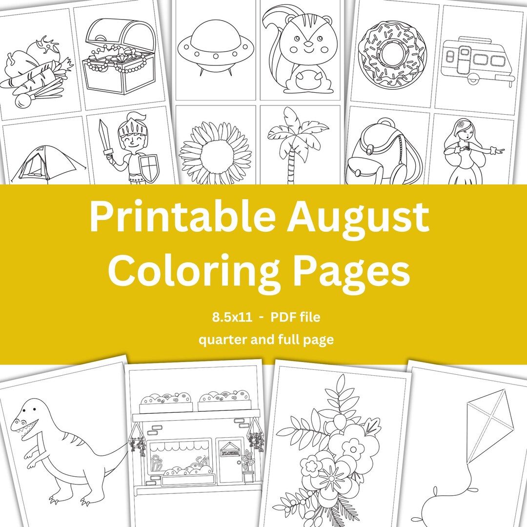 PRINTABLE August Coloring Page Kit 32 Pages Coloring Book for Kids or ...