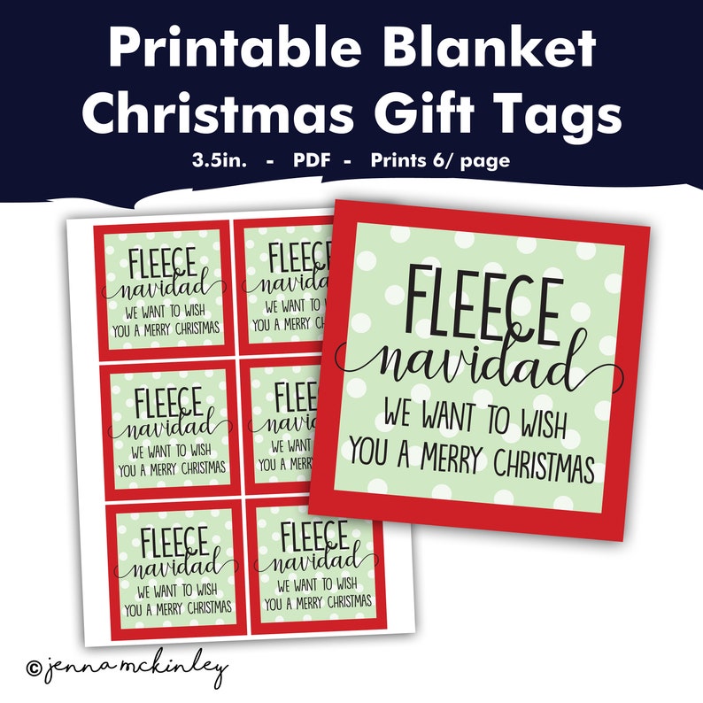 Printable Fleece Navidad Pun Cute Funny Blanket Gift Tag Merry ...