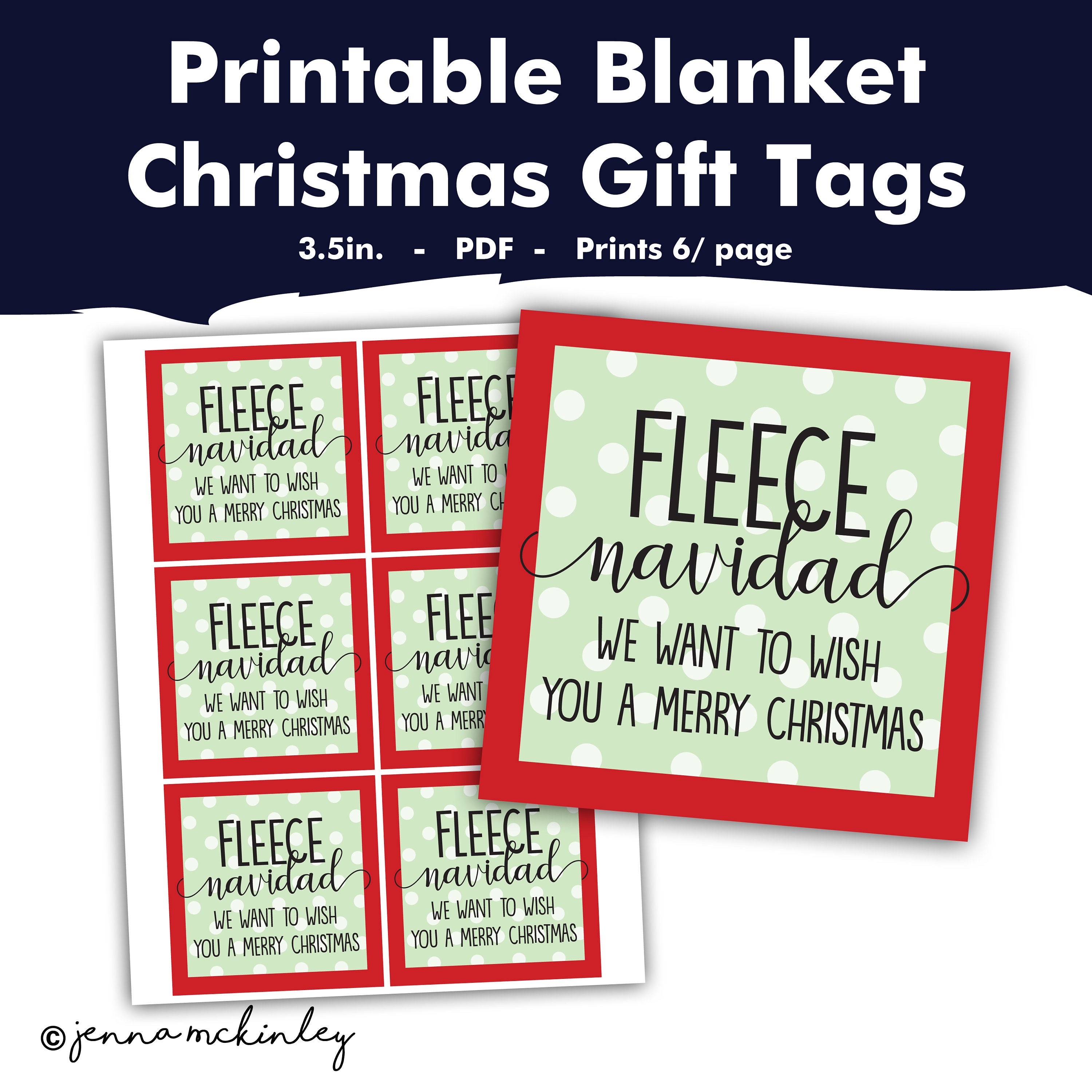 Printable Fleece Navidad Pun Cute Funny Blanket Gift Tag Merry ...