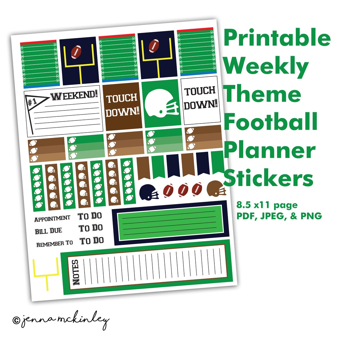 PRINTABLE Planner or Bullet Journal Stickers Weekly Football Season ...