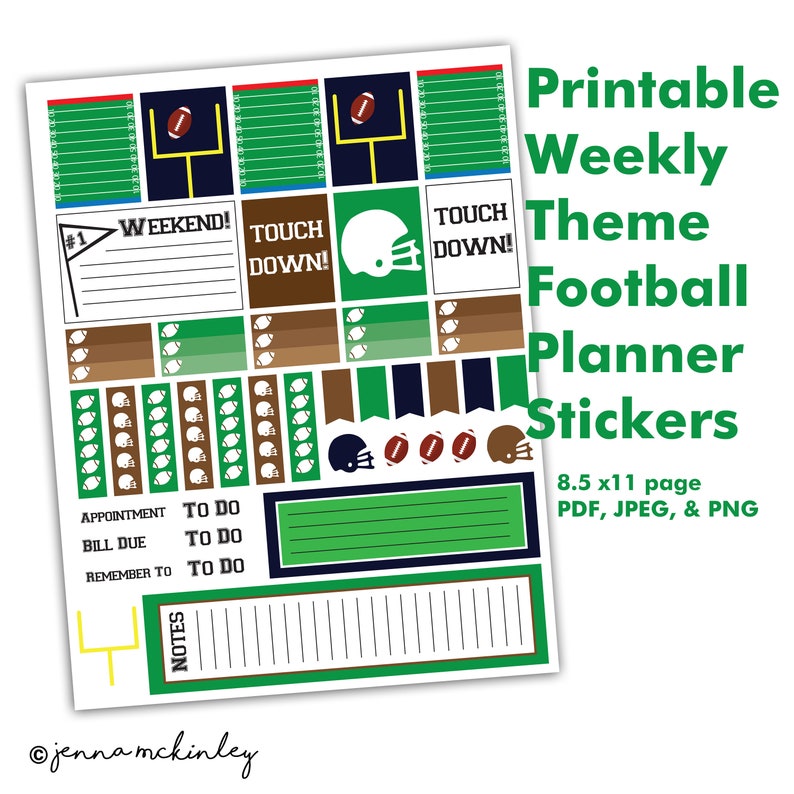 PRINTABLE Planner or Bullet Journal Stickers Weekly Football Season ...