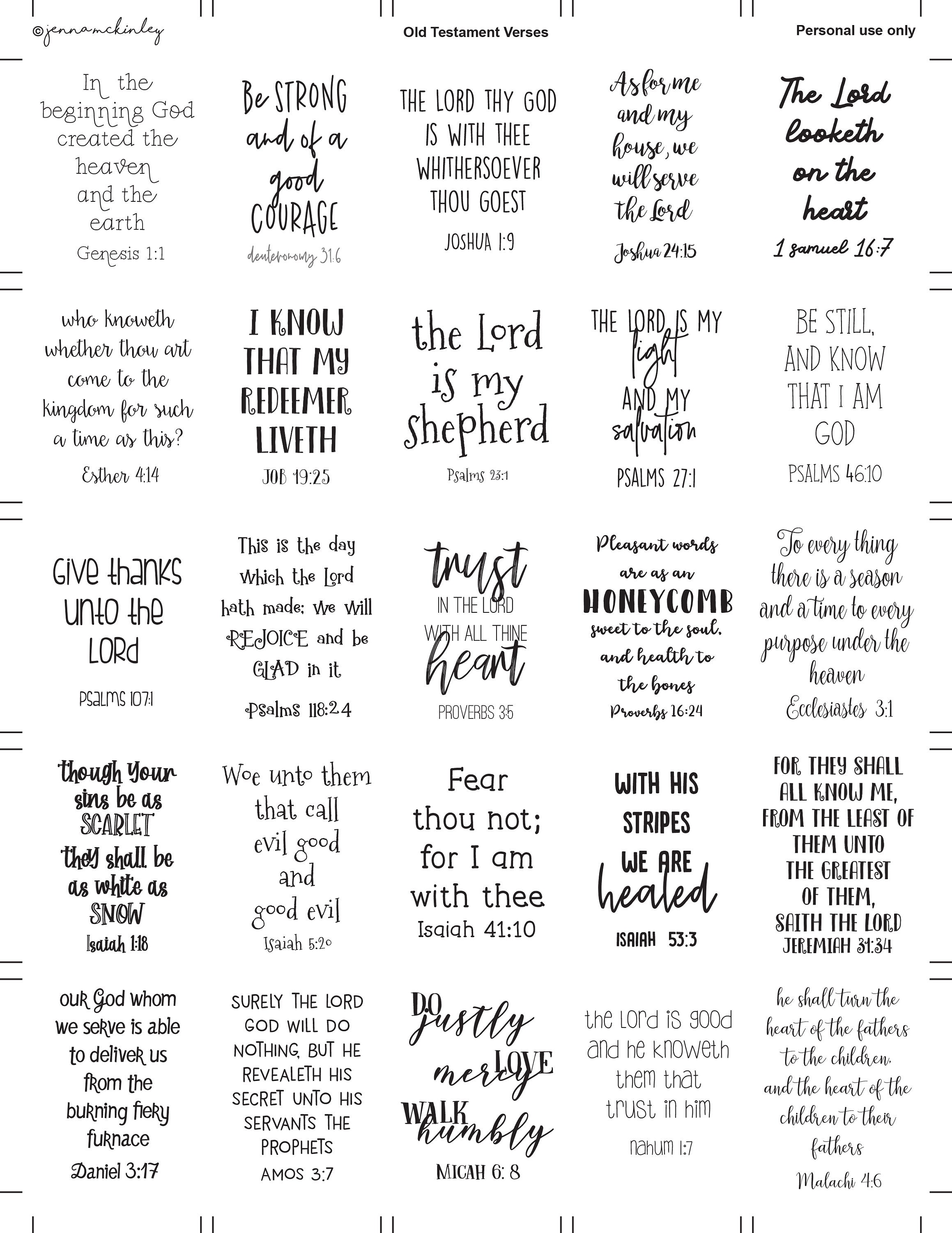 Printable Old Testament Bible Verses Planner Stickers, KJV Come Follow ...