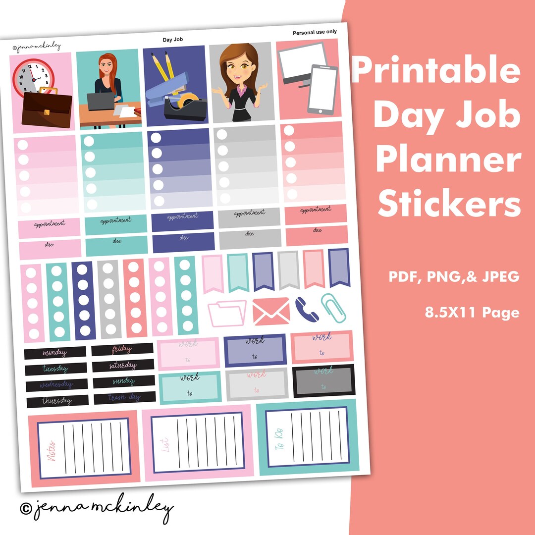 PRINTABLE Office Calendar Planner Sticker Sheet, Student Planner, Cute ...
