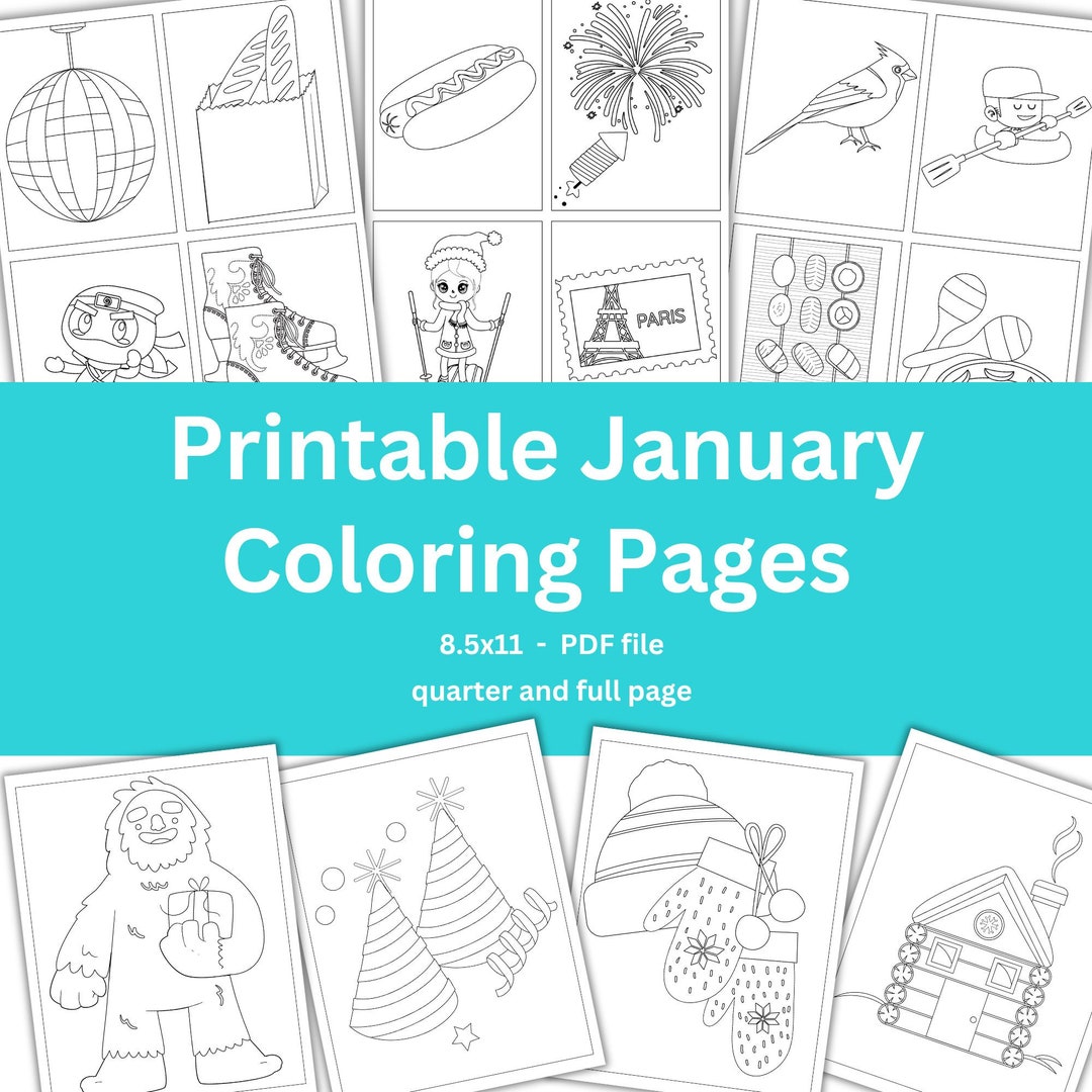 PRINTABLE January Coloring Page Kit - 32 Pages - Coloring Book for Kids ...