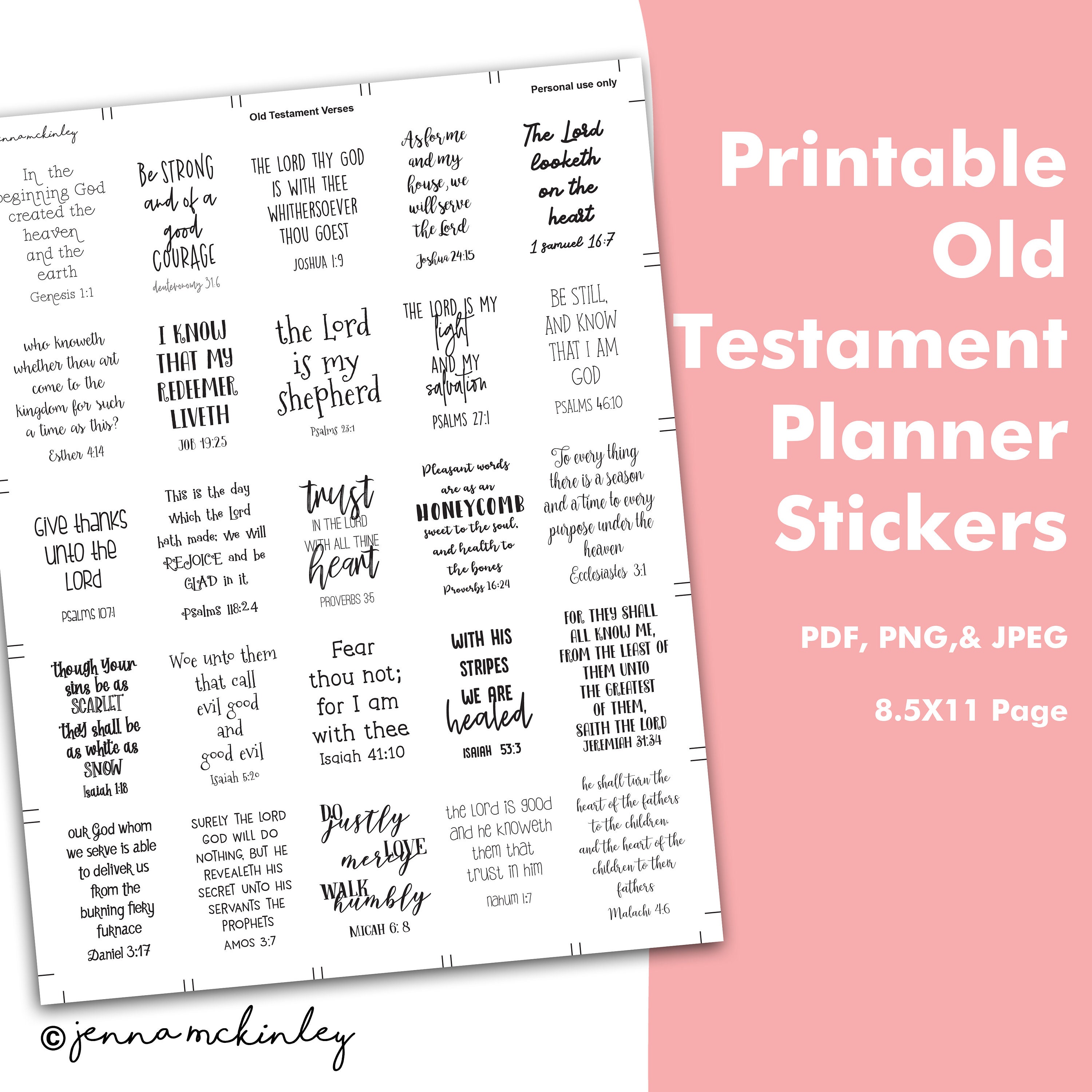 Printable Old Testament Bible Verses Planner Stickers, KJV Come Follow ...