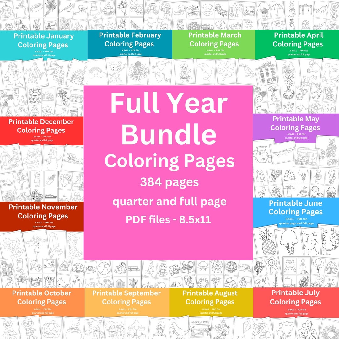 PRINTABLE One Year Coloring Page Kit - 384 Pages - Coloring Book for ...
