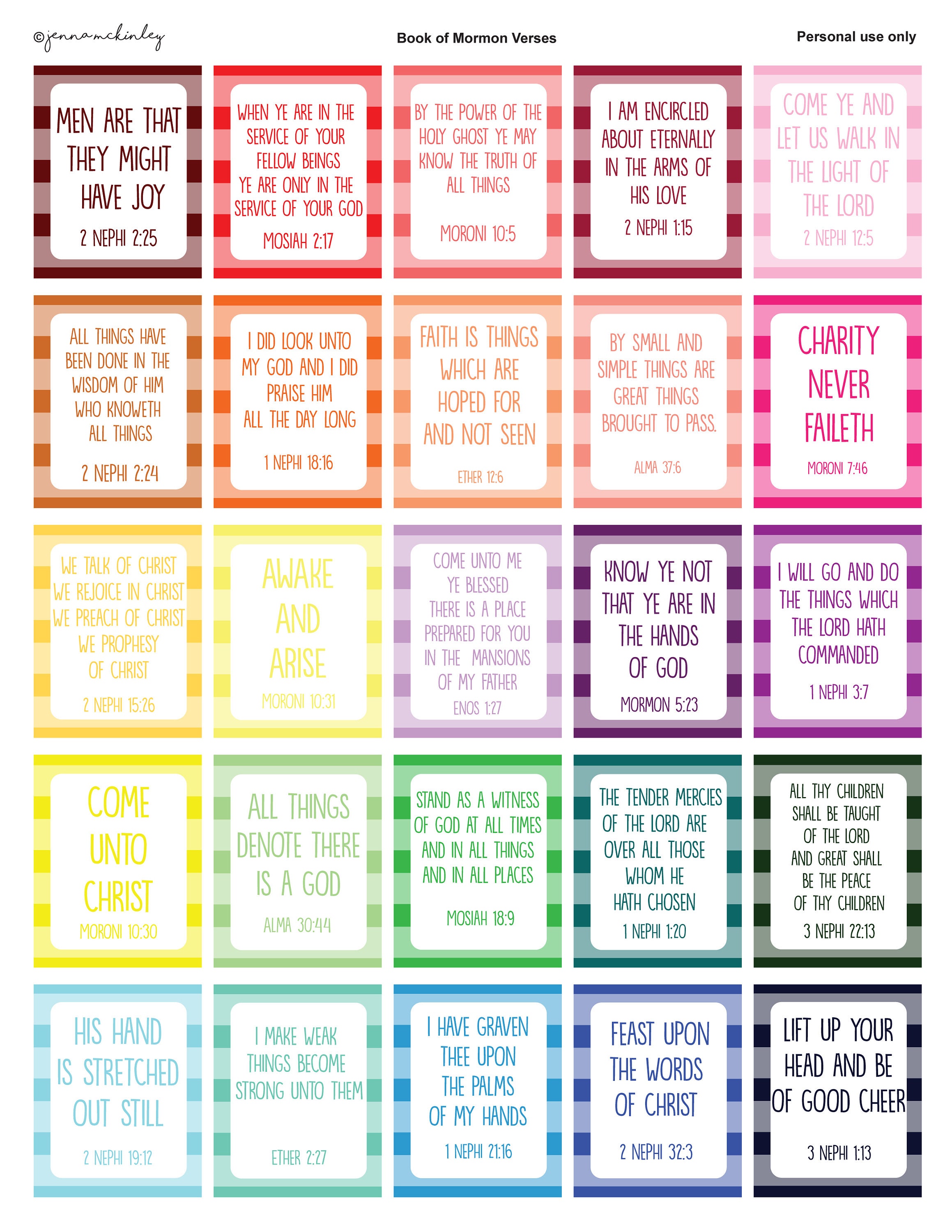 Printable Book of Mormon Verses Planner Stickers the Church of Jesus ...