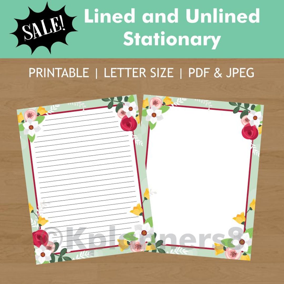 Printable Lined & Unlined Flower Border Stationary Paper | Letter ...