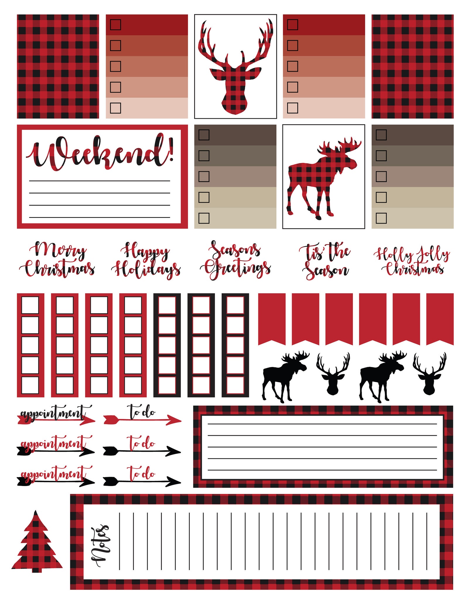 PRINTABLE Planner or Bullet Journal Stickers Weekly Theme Buffalo Check ...