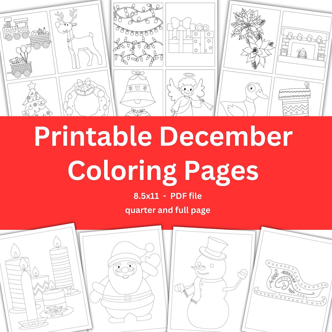 PRINTABLE December Coloring Page Kit 32 Pages Coloring Book for Kids or ...