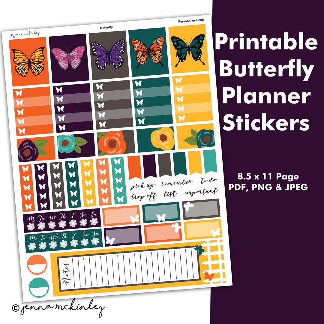 PRINTABLE Butterfly Planner Stickers | Spring Calendar Sticker Page ...