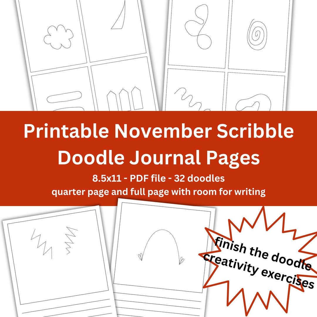 PRINTABLE November Scribble Notebook Doodle Art Journaling Kit 32 Pages ...