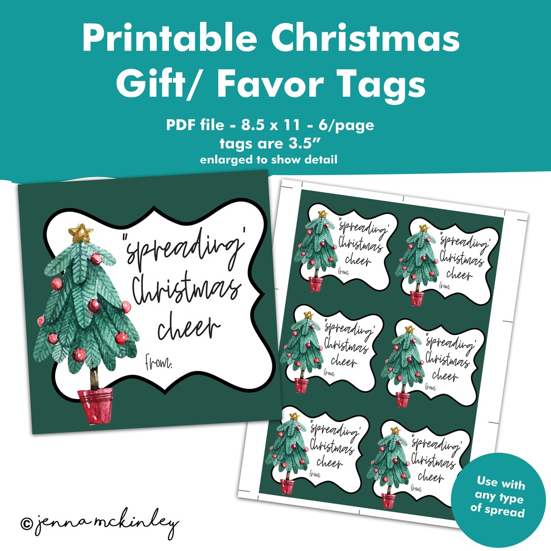 Printable spreading Christmas Cheer Gift Tag Holiday Christmas Block ...