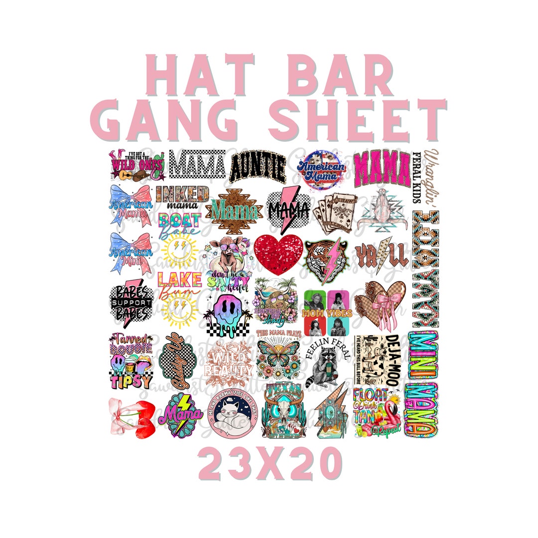 Hat Bar Gang Sheet DTF Transfer Ready to Press Custom, Wholesale, Full ...