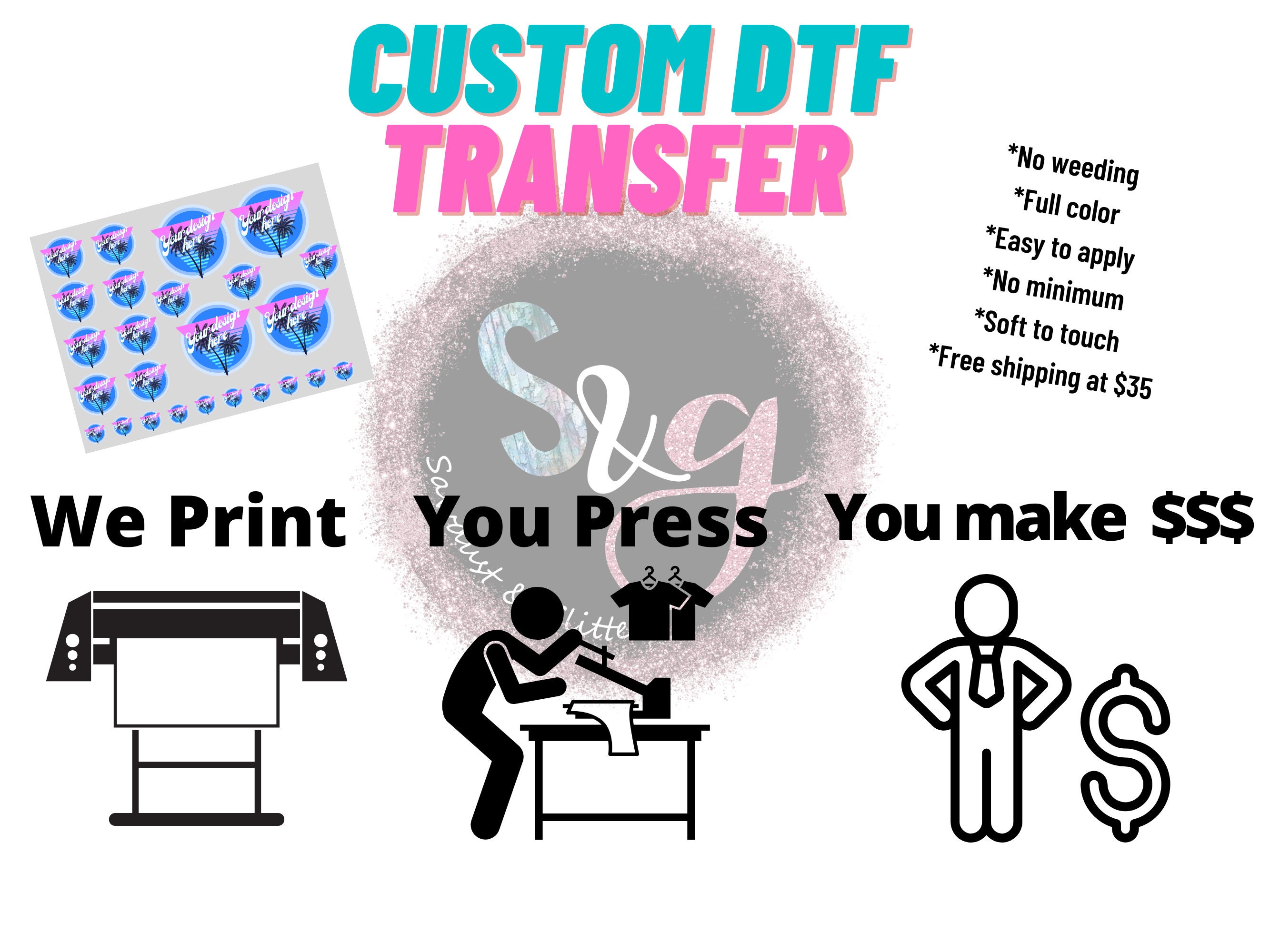 DTF Transfer Ready to Press Custom Wholesale Full Color - Etsy