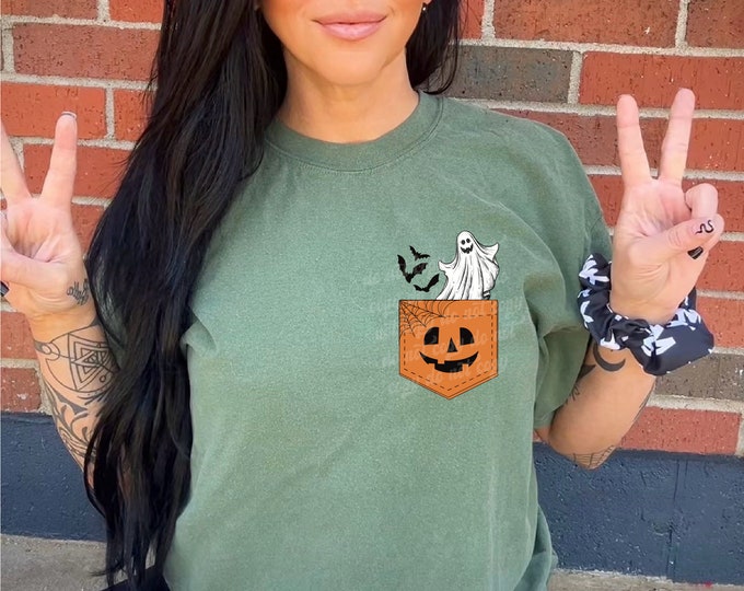 Ghost Pocket RTS Dtf Ready to Press, Cute Fall Transfer, Pumpkins ...
