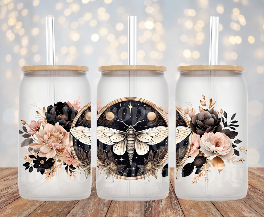 Flowers and Moth UVDTF Transfer Wrap Ready to Apply, Cute Design, No ...
