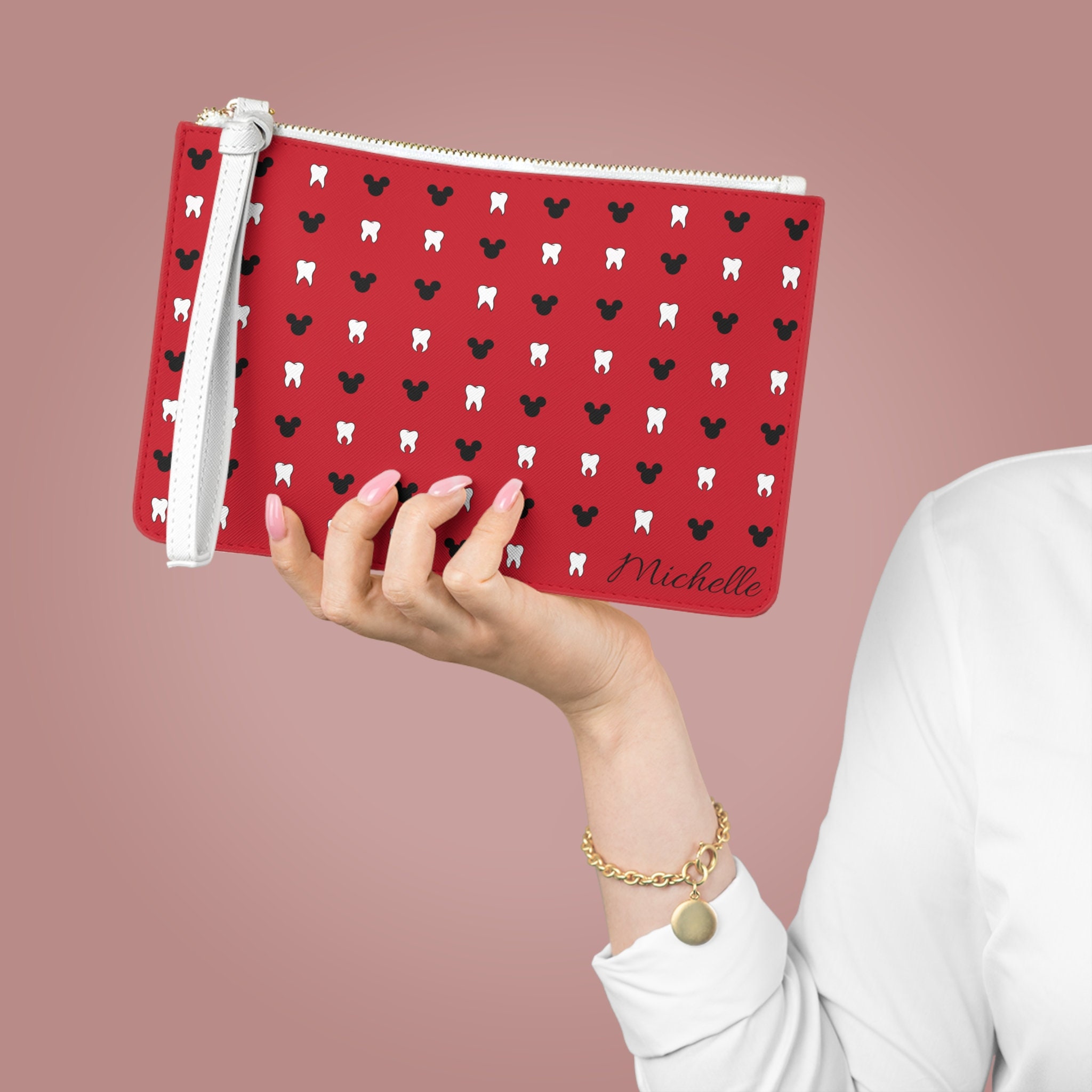 Personalized Mickey Inspired Teeth Patterned Clutch Bag - Etsy
