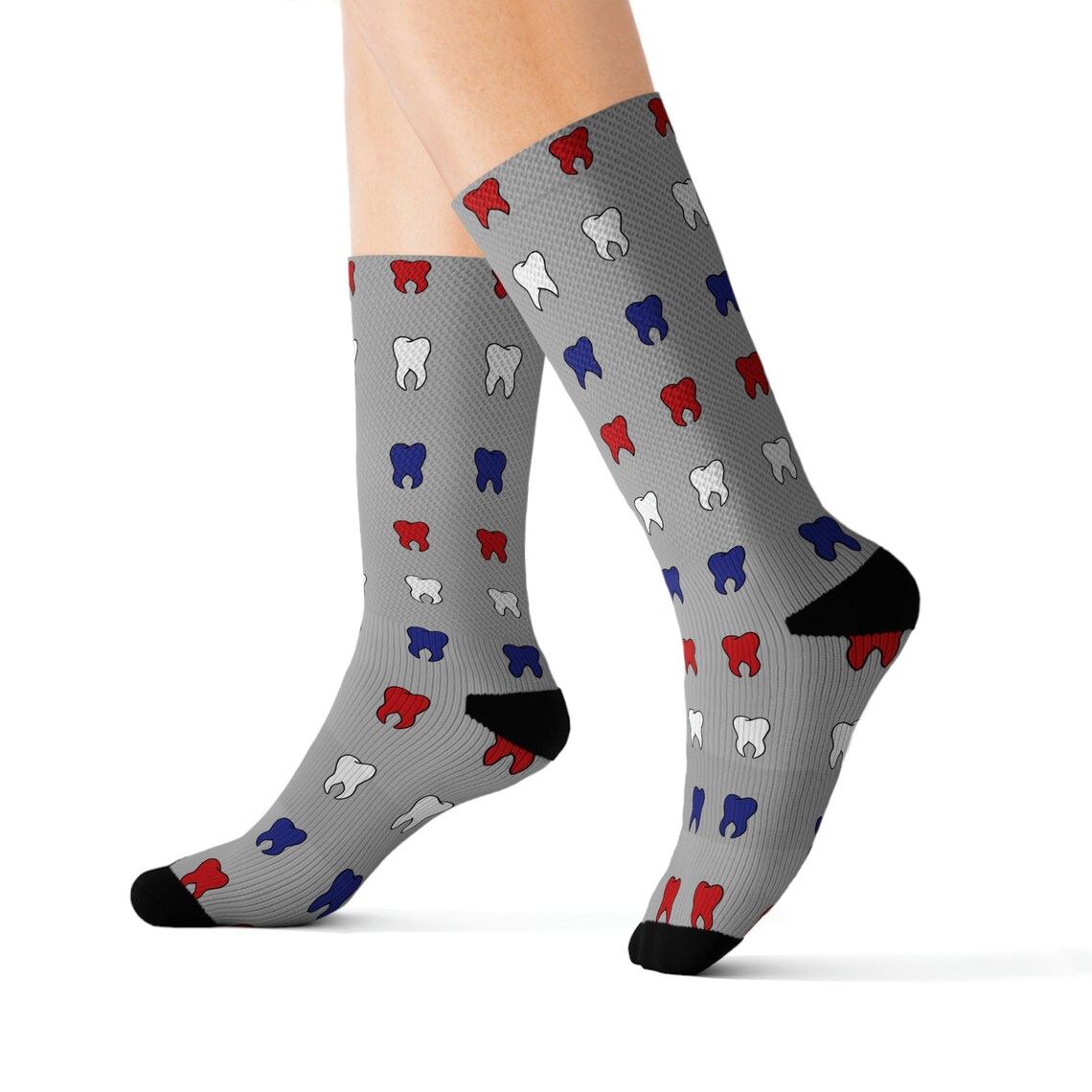 Red White & Blue Teeth Dental Sublimation Socks - Etsy