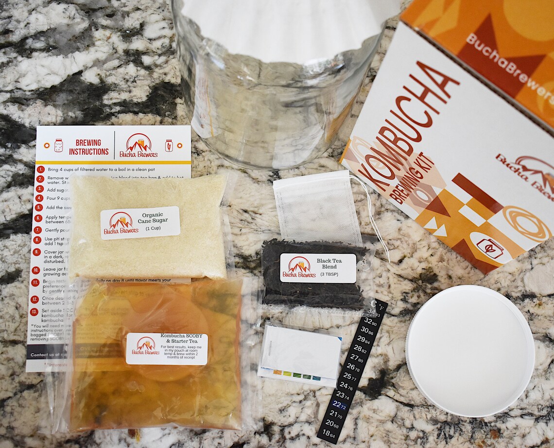 Bucha Brewers Deluxe Kombucha Starter Kit, Kombucha Kit With Bottles ...