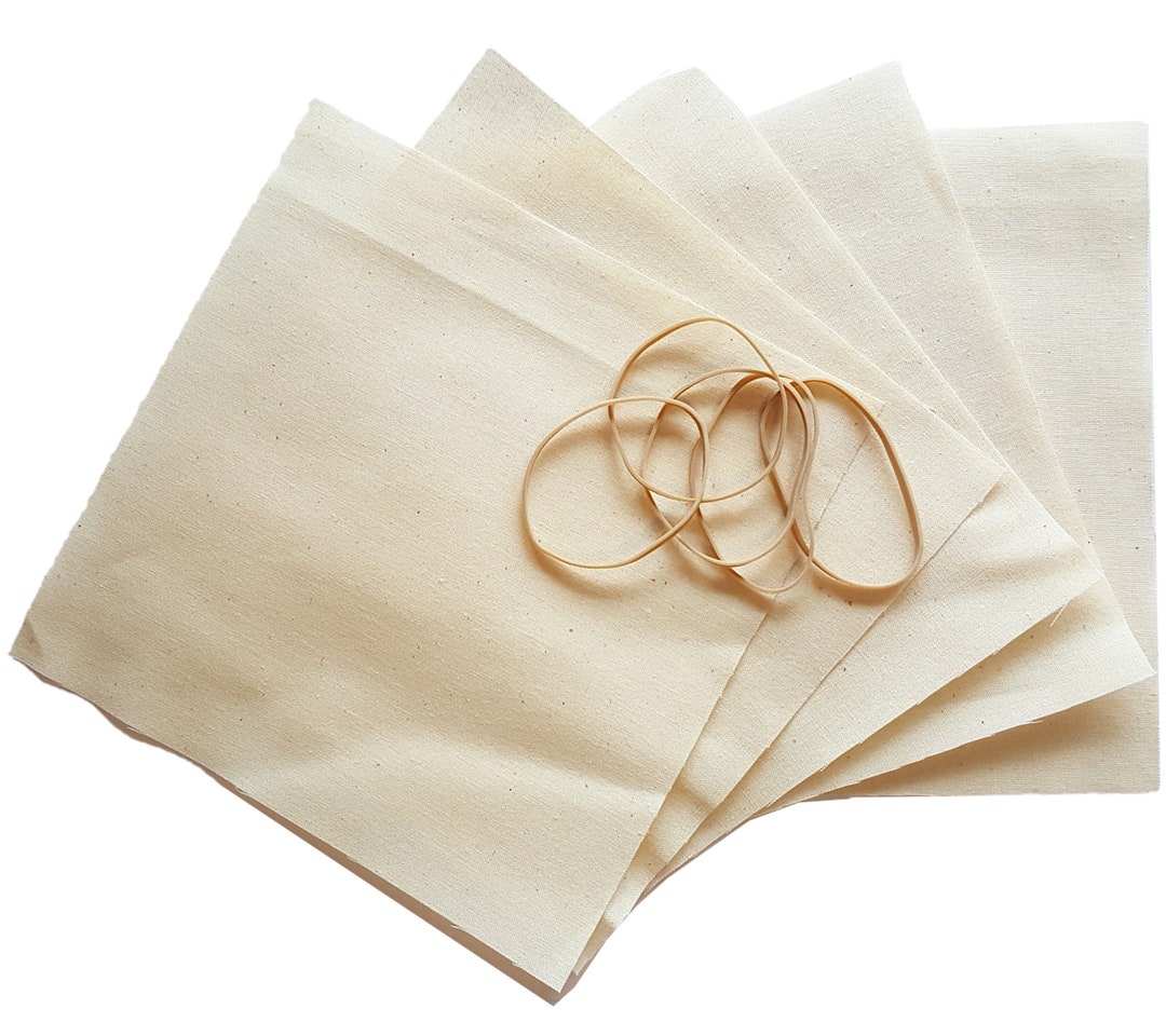 Cloth Kombucha Covers With Rubber Bands - 5 Pack Unbleached Cotton ...