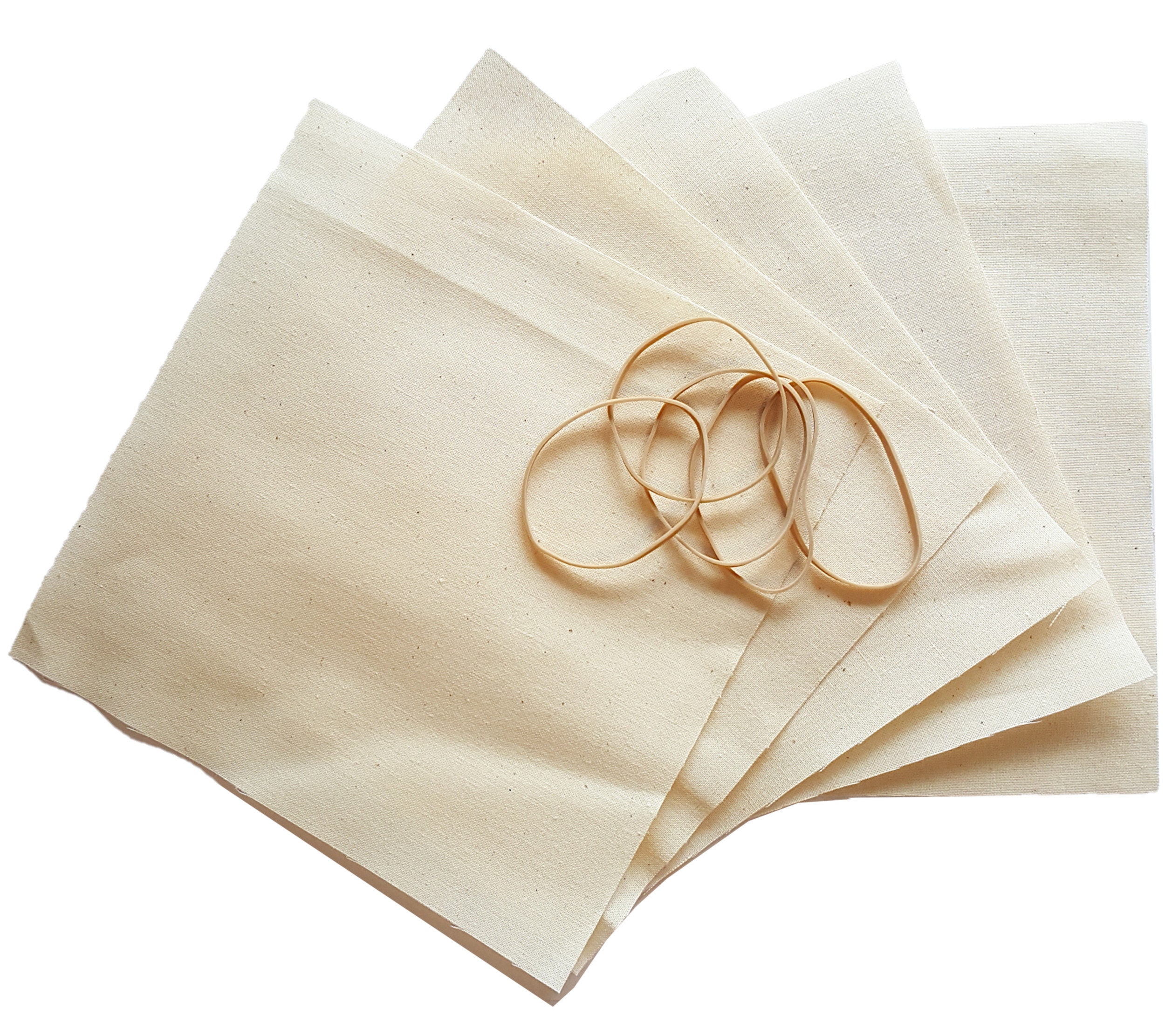 Cloth Kombucha Covers With Rubber Bands - 5 Pack Unbleached Cotton ...