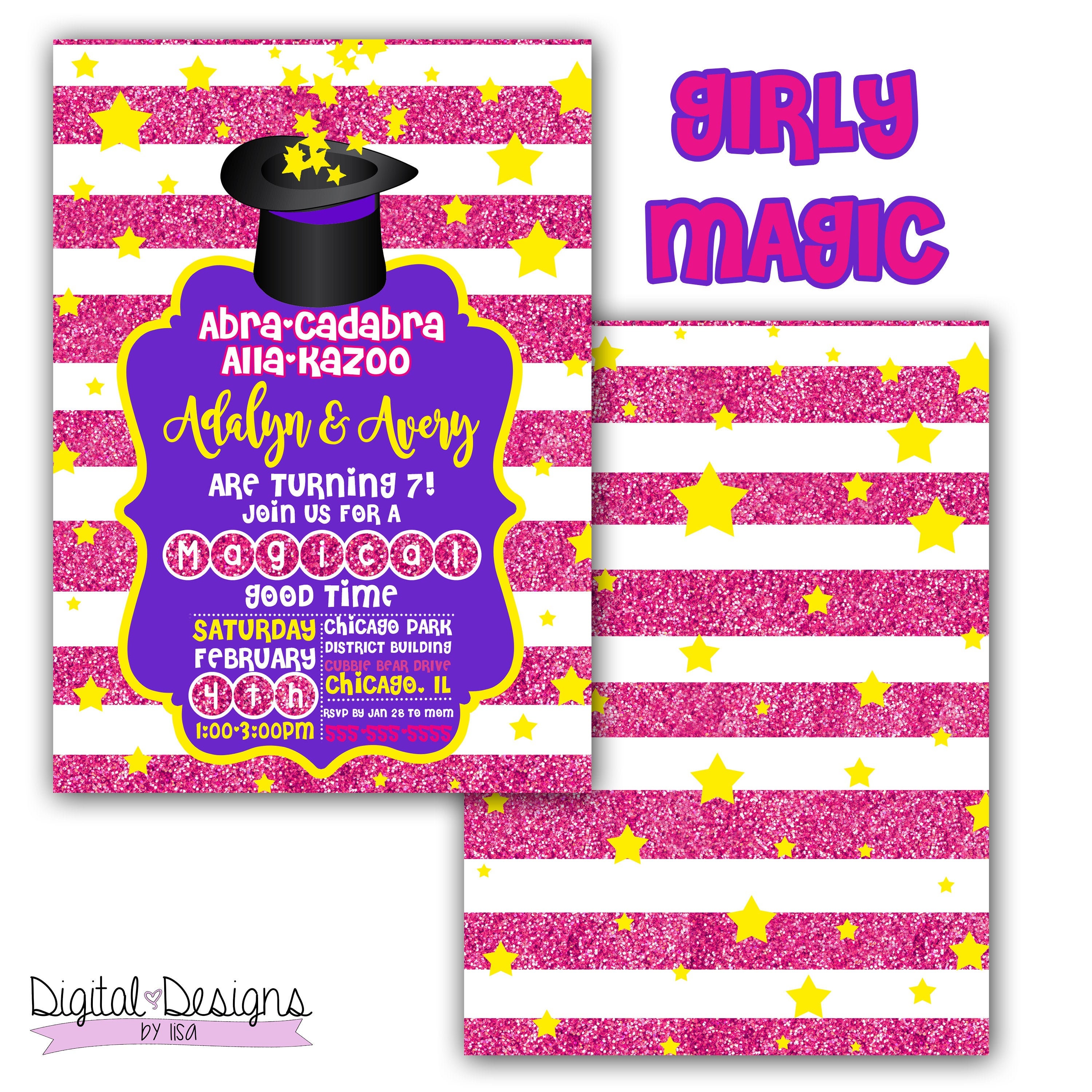 Girly Magic Themed Birthday Party Magician Birthday Girl | Etsy