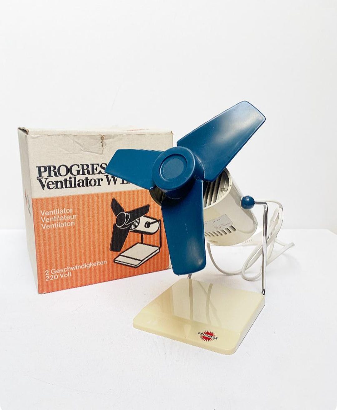Vintage "progress Ventilator W11" Table Fan, Made in Italy 80s/90s, Blue - Etsy