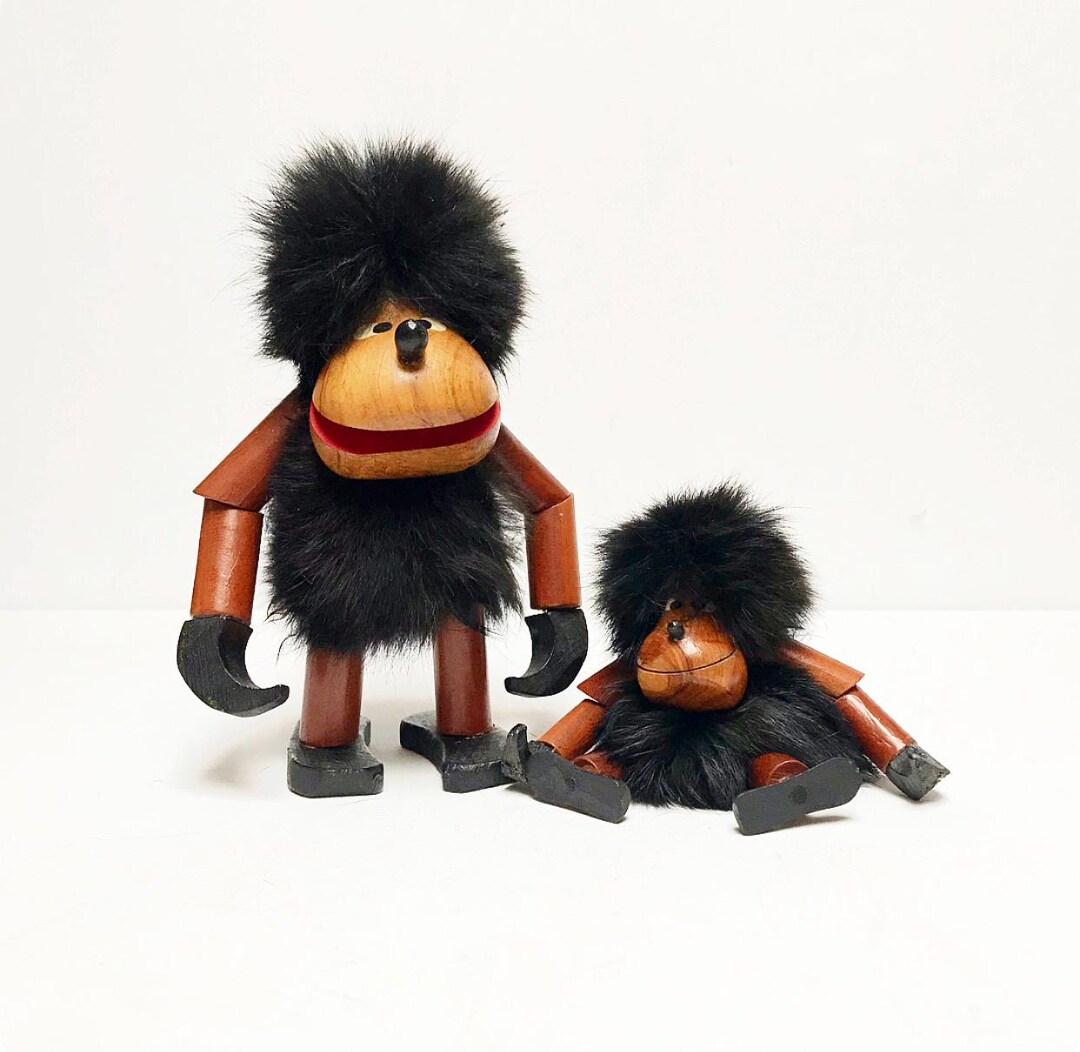 Vintage Mid Century Hanging Monkeys, Teak Wood Figures, Monkeys - Etsy
