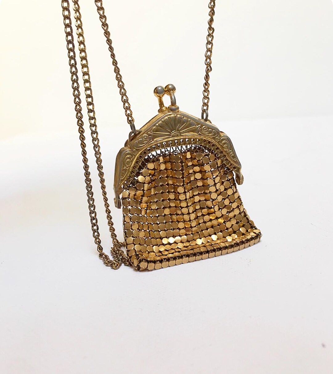 Vintage Sequin Clip Wallet, Gold / Chain, Golden Wallet Bag to Wear ...