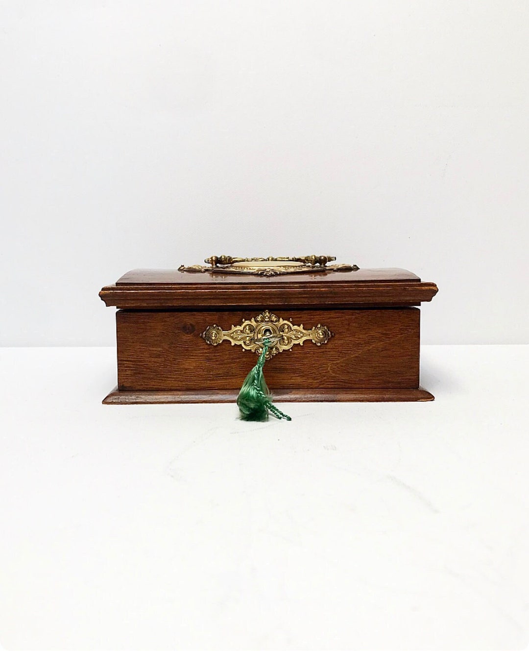 Antique Wooden Box With Brass Fittings, Lockable Chest, Box / Key ...