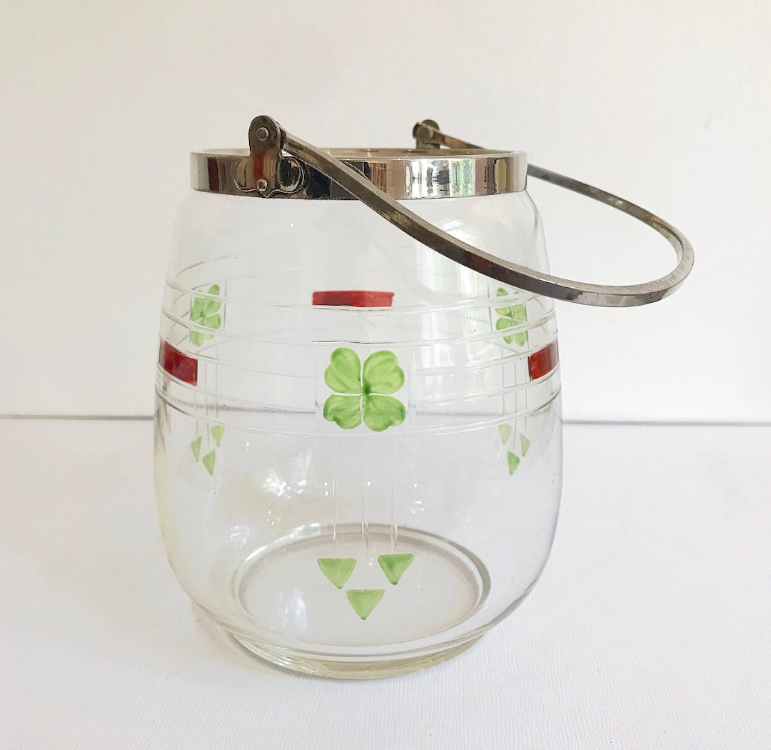 Antique Art Nouveau Ice Cube Container Made of Glass / Cloverleaf Motif ...