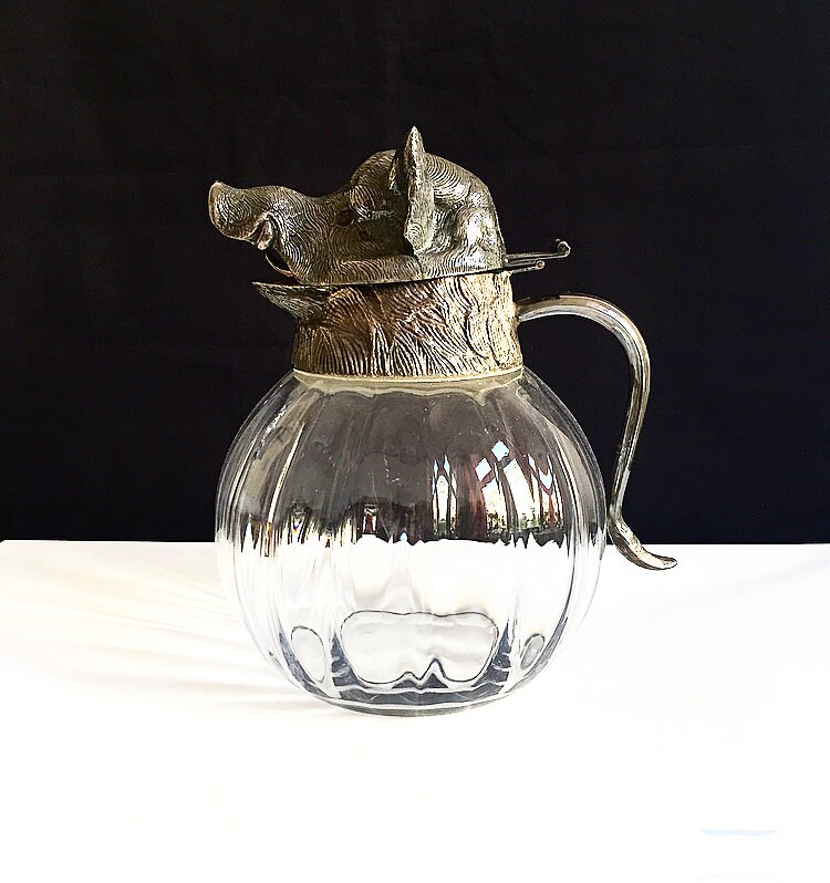 Vintage VALENTI, made in Spain / 60s boar, pig head / Pitcher / glass ...